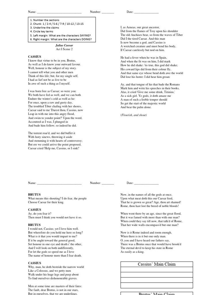 JC-I.ii-Cassius Speech To Brutus | PDF