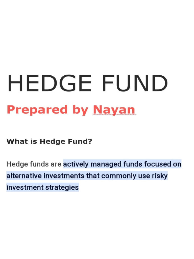 Nayan Hedge Fund | PDF