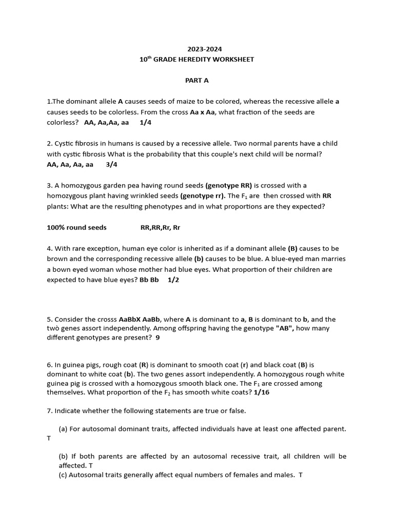 Genetics Key | PDF | Dominance (Genetics) | Genotype