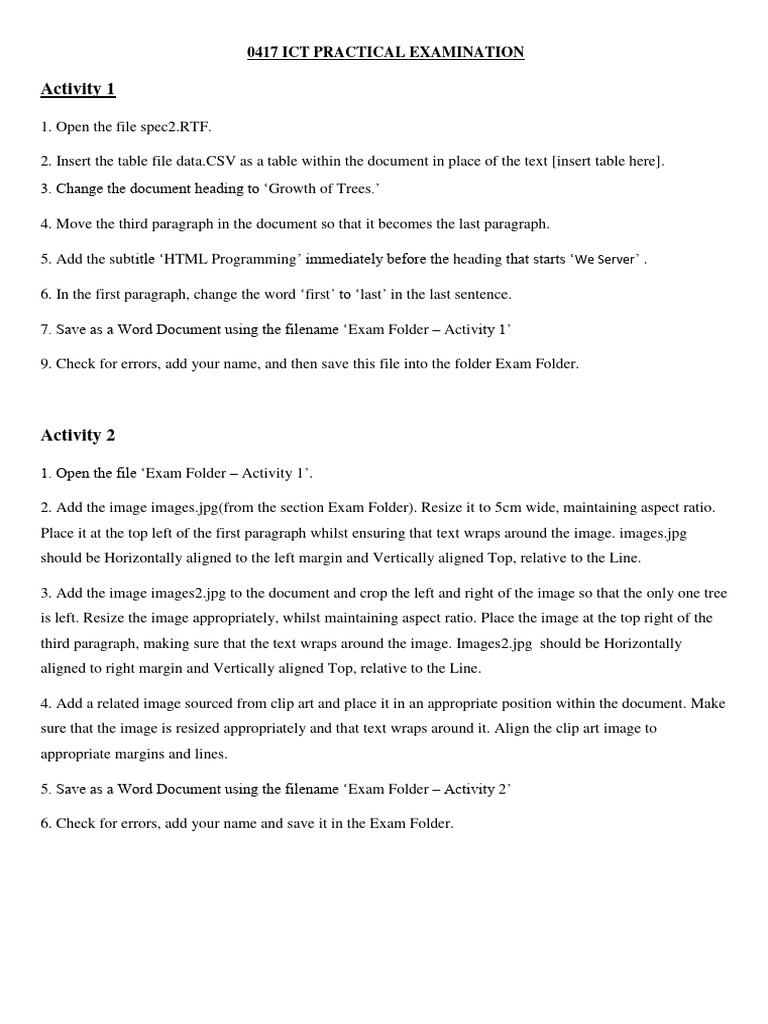 0417 Ict Practical Examination | PDF