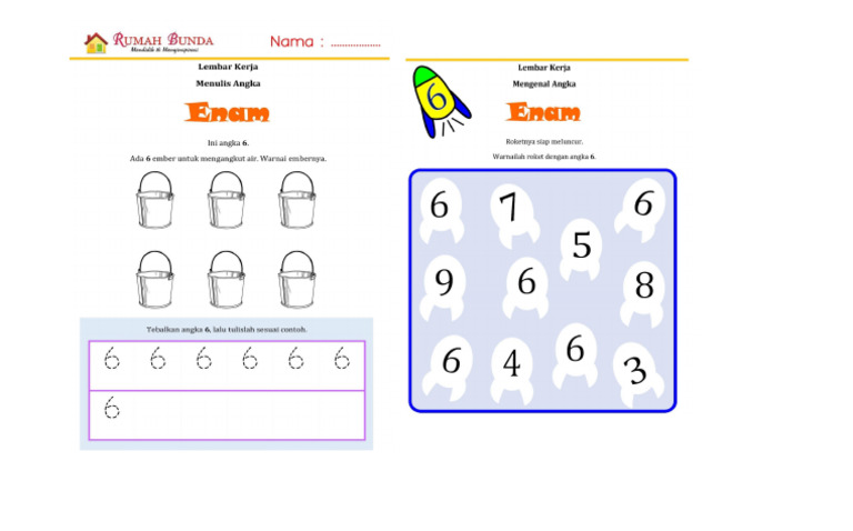 menulis angka 6 | PDF