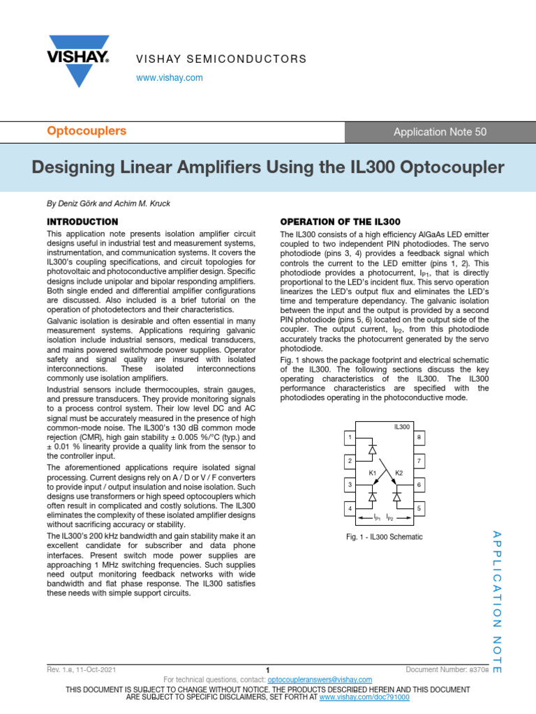 IL300 AppNote | PDF | Amplifier | Operational Amplifier