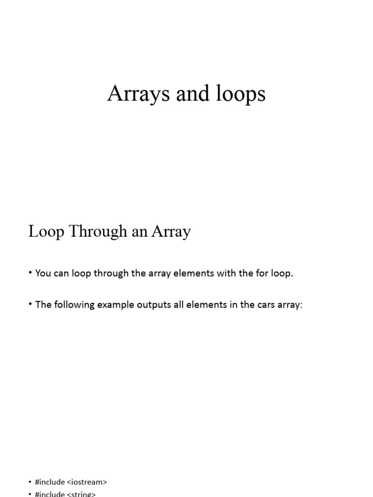 Arrays and Loops | PDF | Namespace | Computer Programming Arrays and Loops | PDF | Namespace | Computer Programming