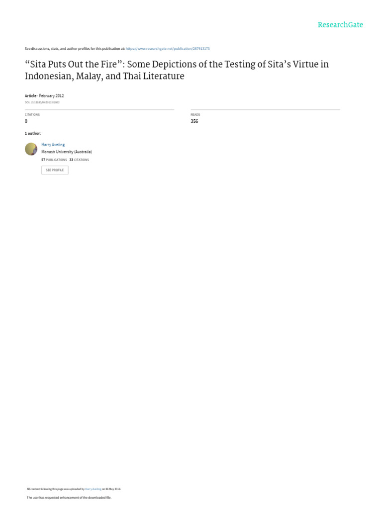 Aveling, H. Sita Puts Out the Fire. Some Depictions of the Testing of ...