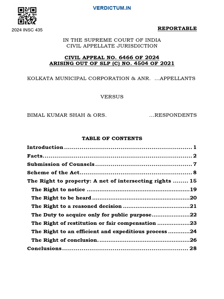 Kolkata Municipal Corporation V Bimal Kumar Shahwatermark 1617925 | PDF | Eminent Domain | Appeal