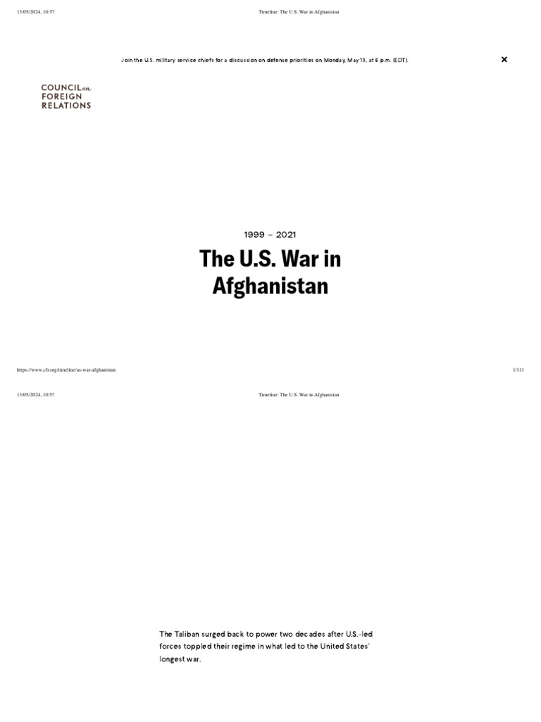 Timeline - The U.S. War in Afghanistan | Download Free PDF ...