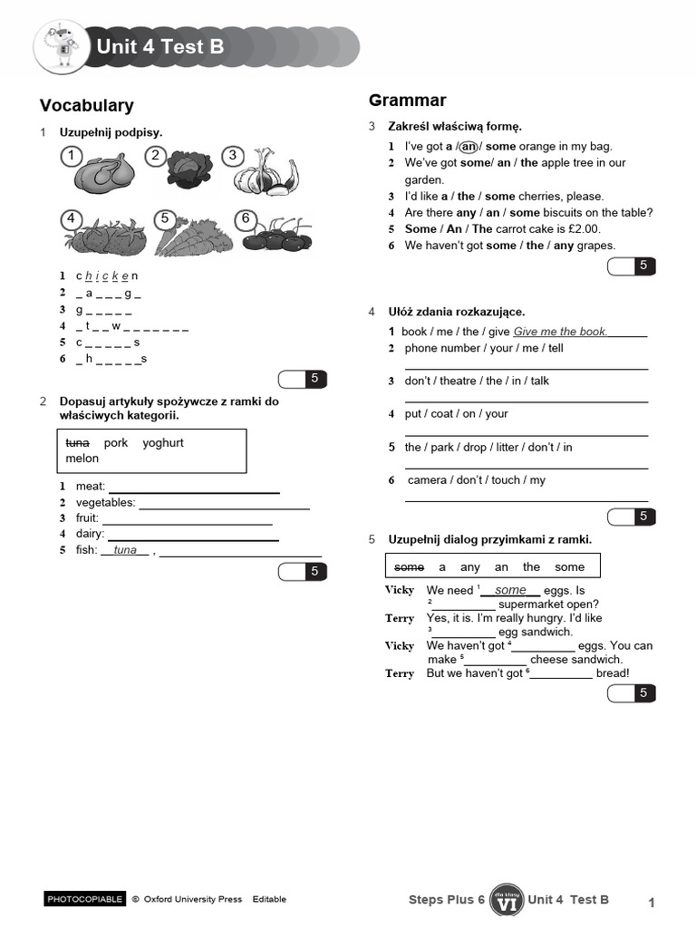 Steps Plus VI Test U4 B | PDF | Cooking | Western Cuisine