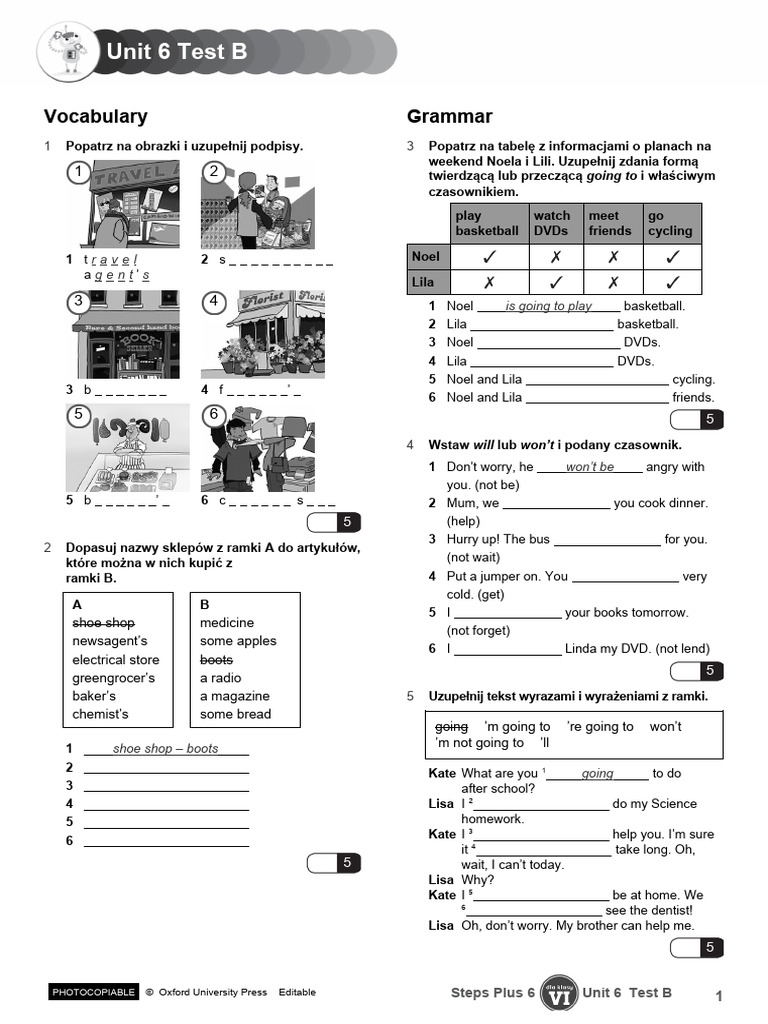 Steps Plus VI Test U6 B | PDF