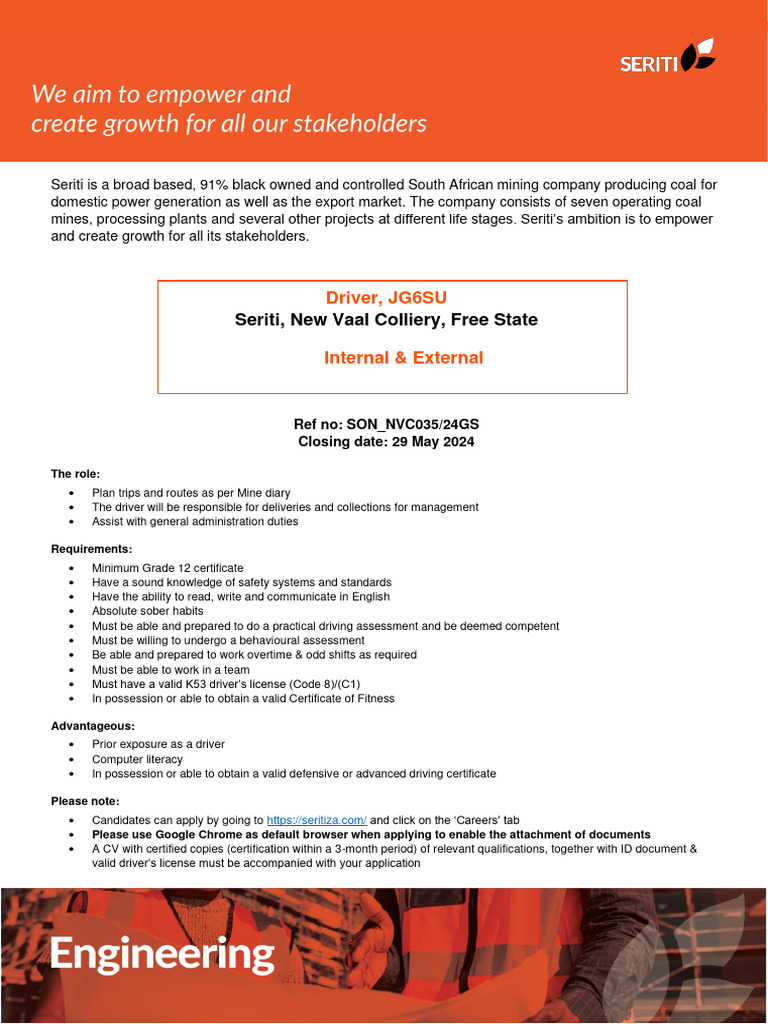 Advert Driver NVC 15052024 - Internal & External | PDF | Driver's License