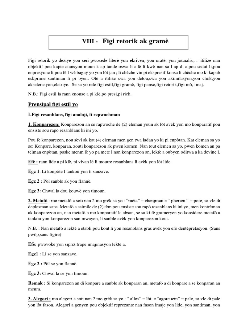 Figi Retorik (Kou Kreyòl, NSIV, 2024) | PDF