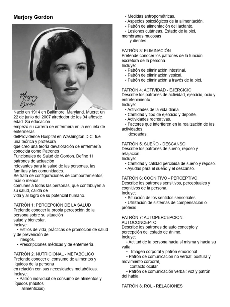 Marjory Gordon | PDF | Enfermería | Estrés (biología)