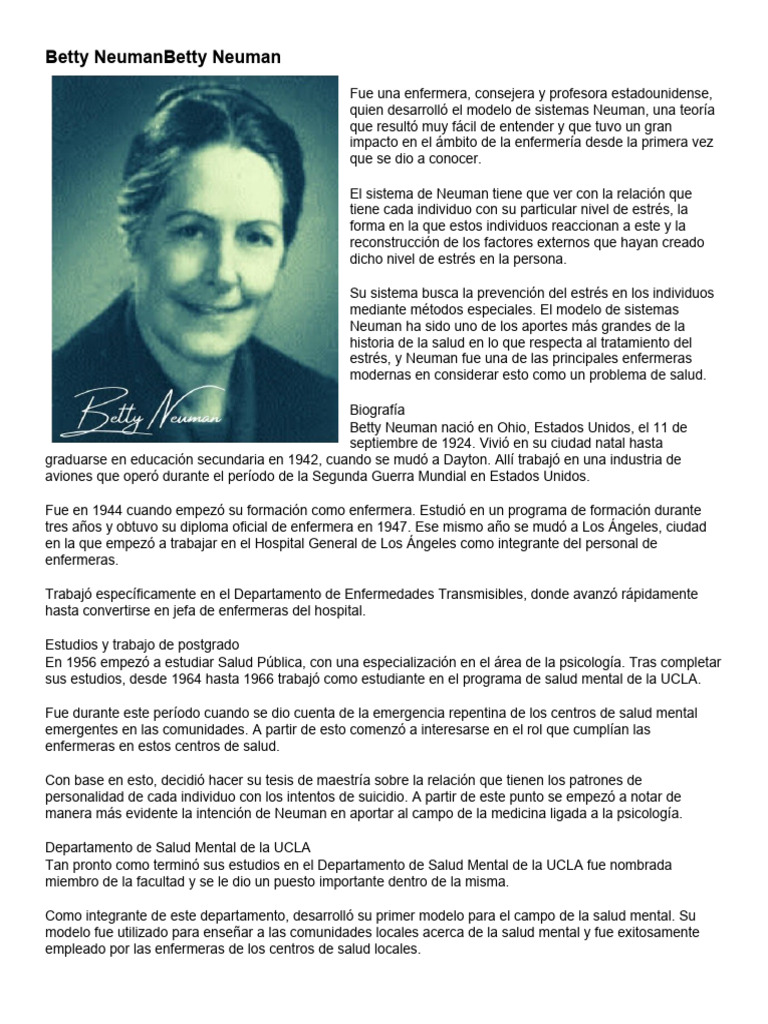 Modelo de Sistemas Neuman en Enfermería | PDF | Enfermería | Sicología