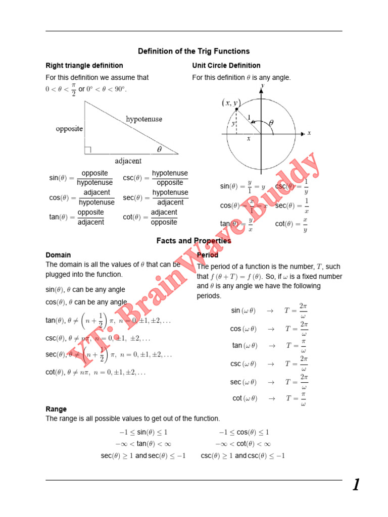 Trigonometry Formula | PDF | Euclidean Geometry | Mathematics