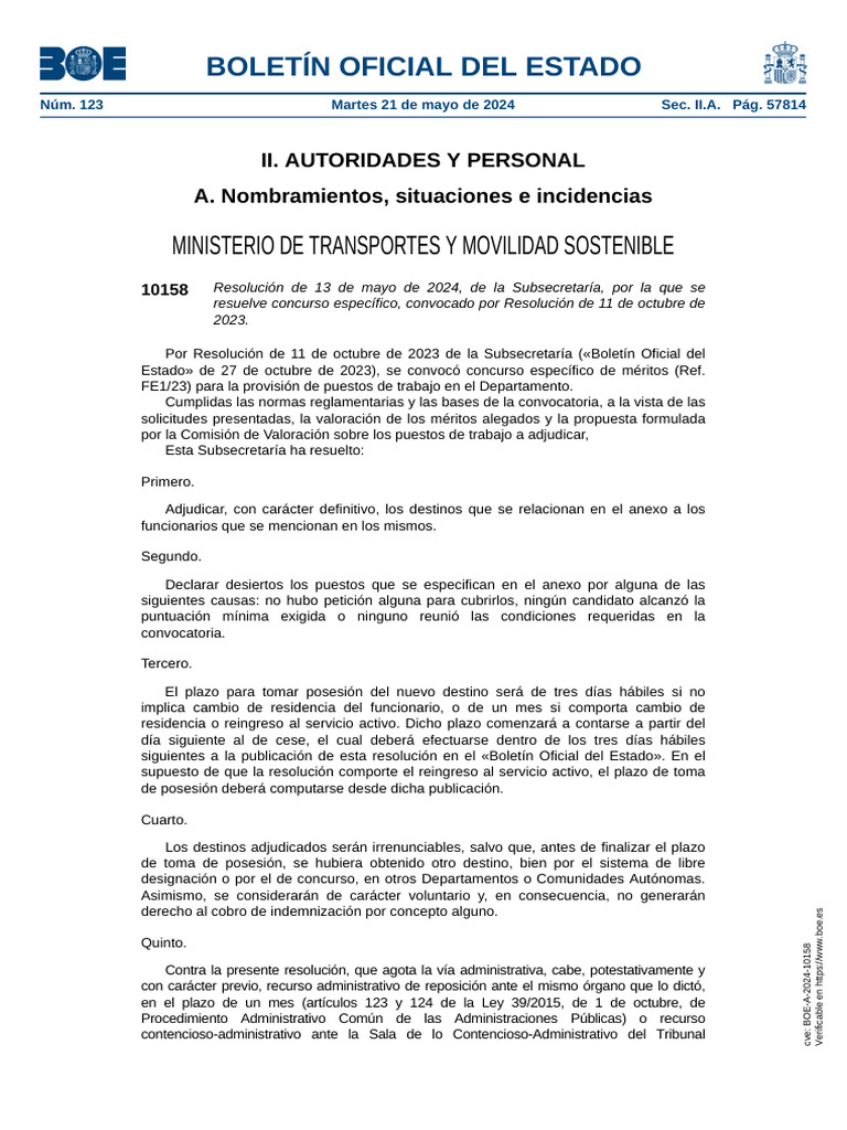 Boe A 2024 10158 | PDF | Gobierno | Justicia