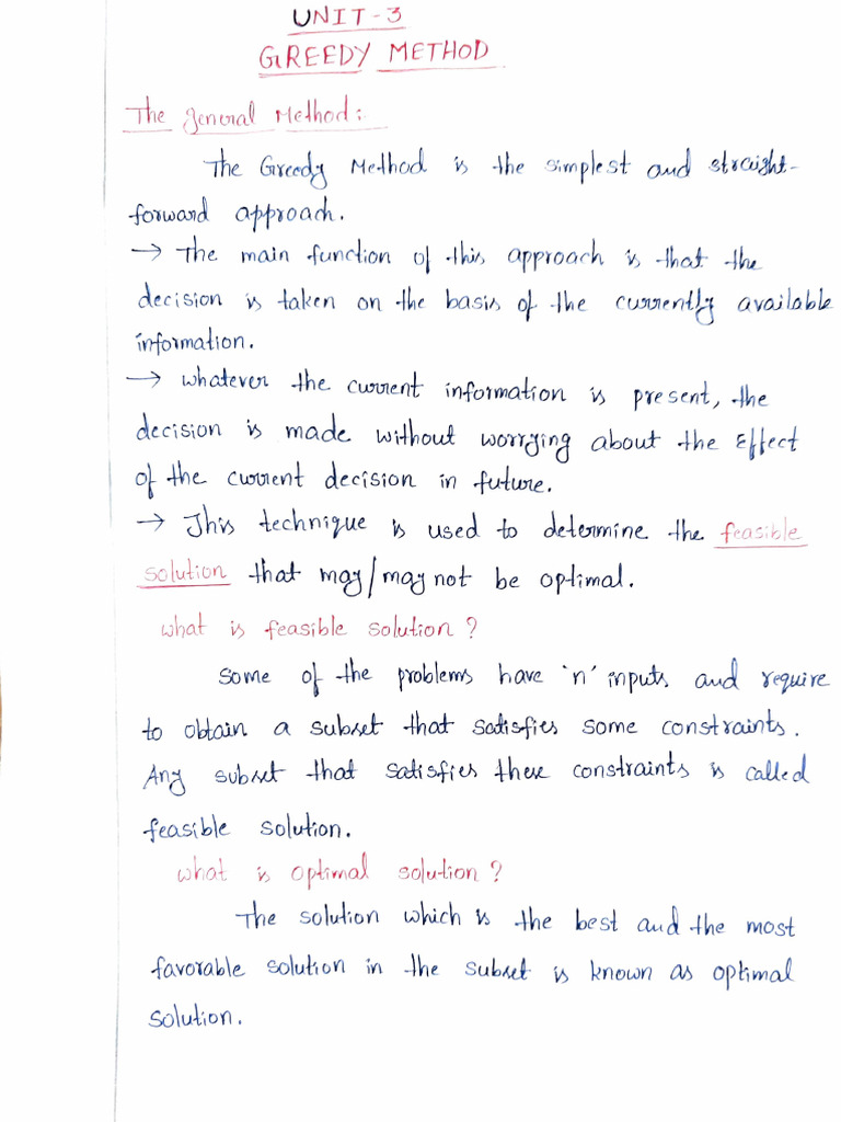 Ada Unit 3 Chapter 1 Greedy Method Pdf Mathematics Of Computing Systems Analysis 
