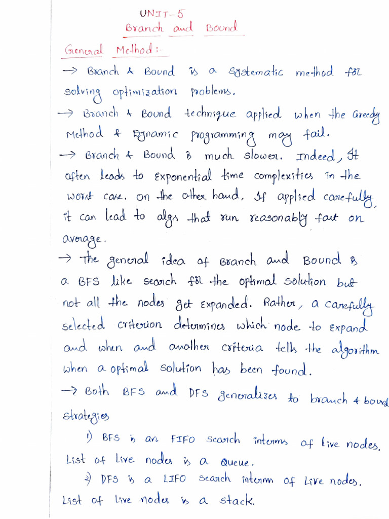 ADA - UNIT-5 - Branch & Bound | Download Free PDF | Theoretical Computer Science | Algorithms ...