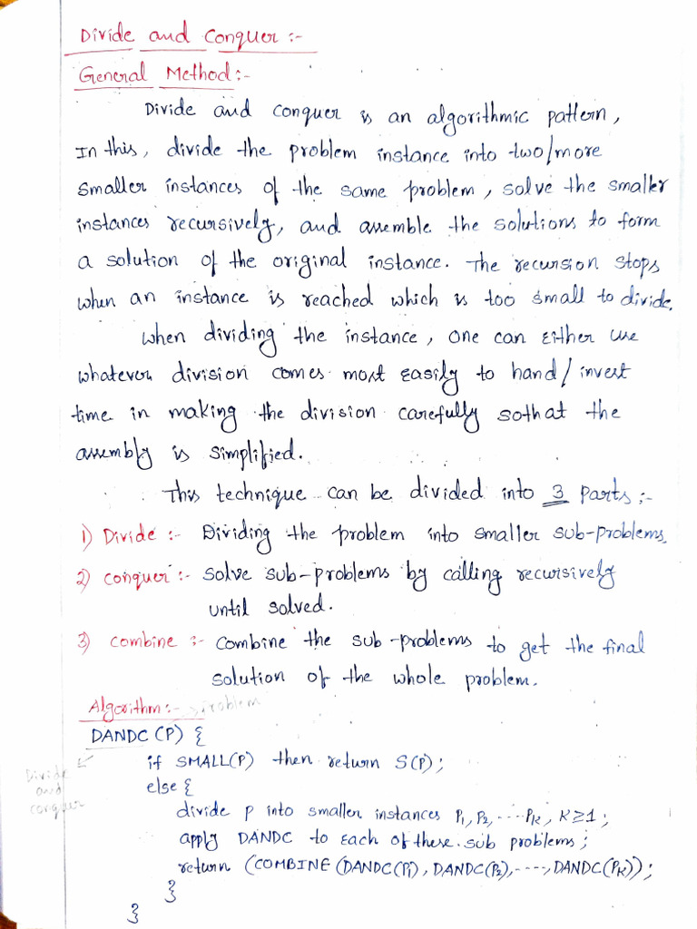 Ada Unit-2 Chapter-2 Divide N Conquer | PDF | Algorithms | Applied Mathematics