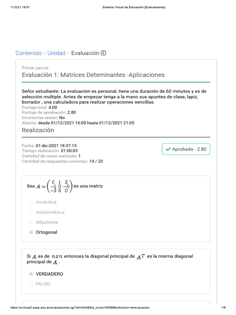 prueba 1 | PDF | Matriz (Matemáticas) | Determinante