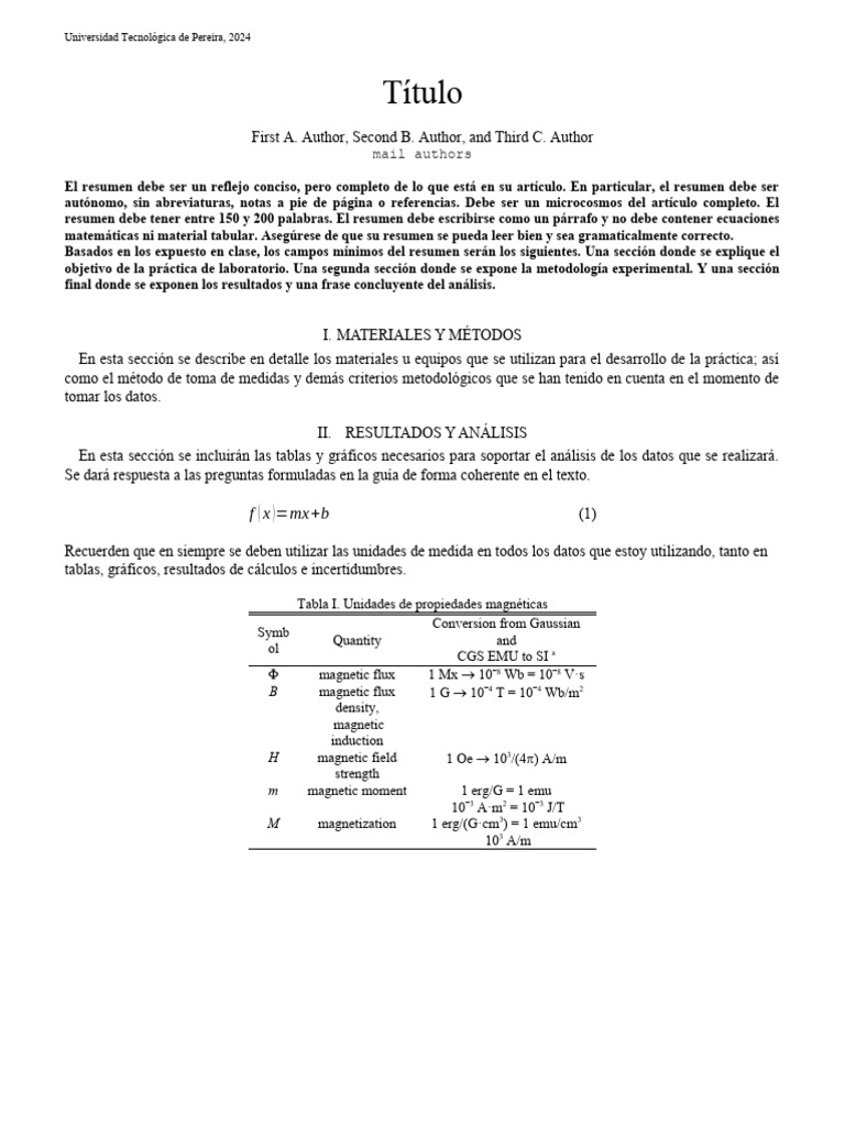 Formato Presentación de Informes 2024 | Descargar gratis PDF | Science ...