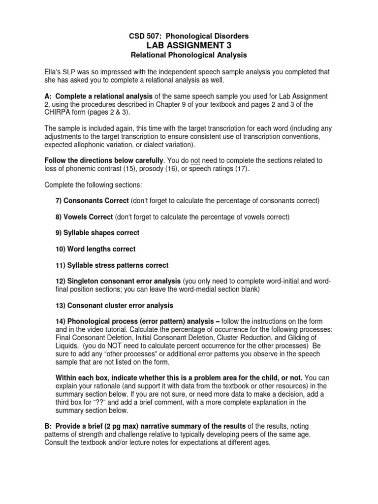 Lab Assignment 3 Instructions - Ella 3-4 | PDF | Consonant | Syllable