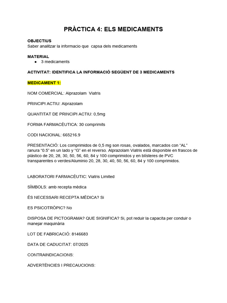 Laia Martin Blanch - ELS MEDICAMENTS | PDF