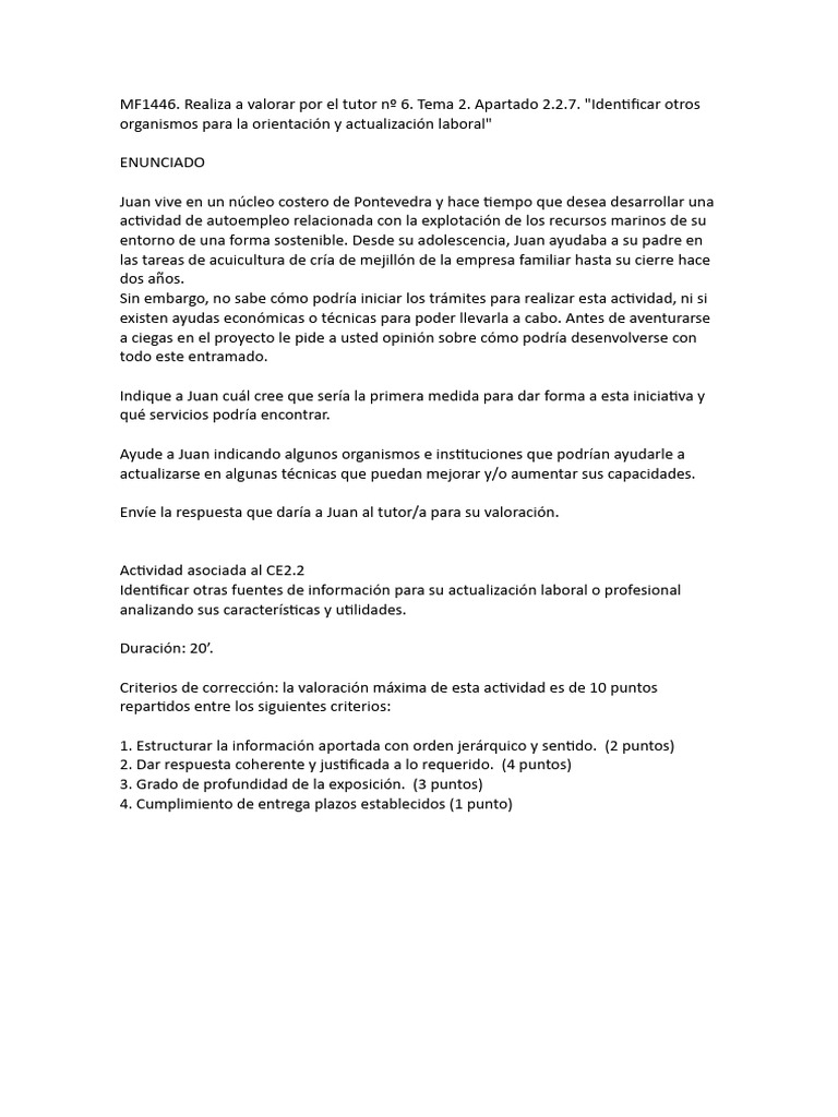 MF1446. Realiza A Valorar Por El Tutor Nº 6. Tema 2. Apartado 2.2.7 ...