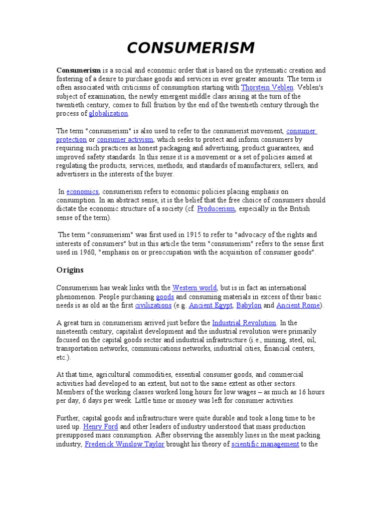 Consumerism: Consumerism Is A Social and Economic Order That Is Based ...