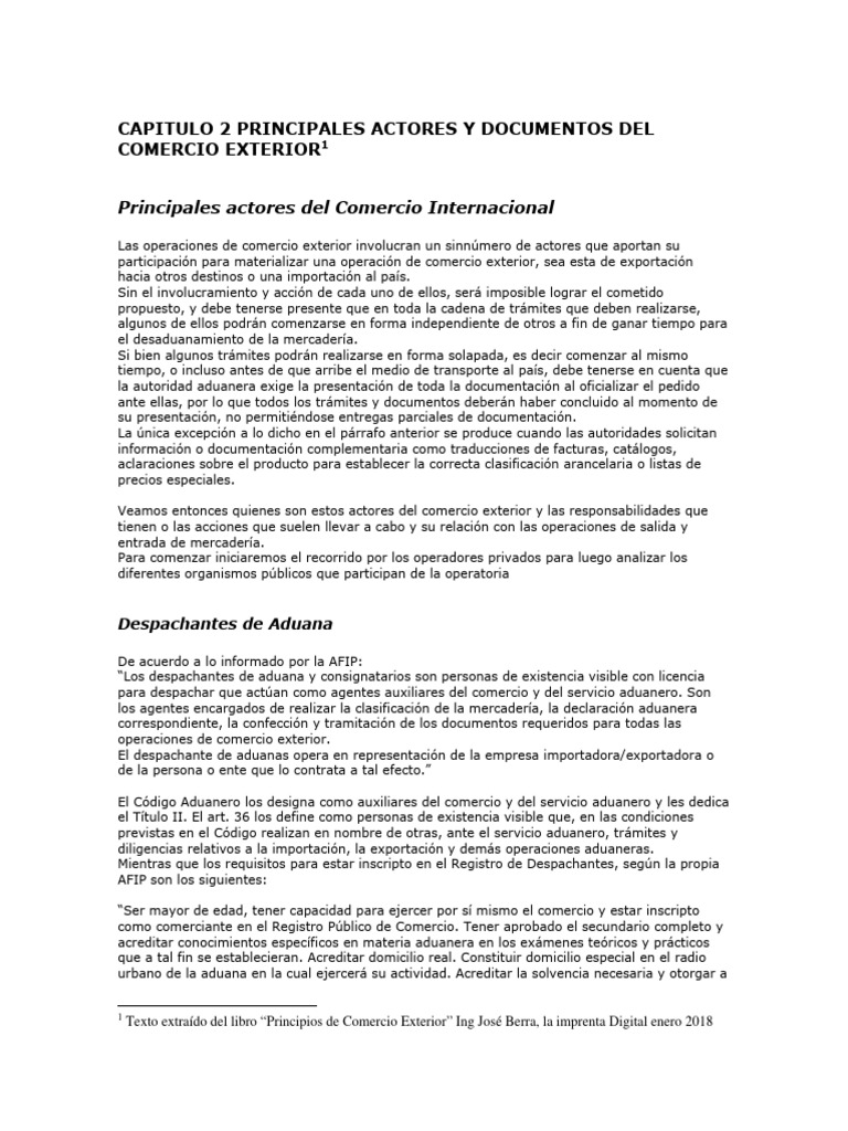 Capitulo 2 Principales Actores y Documentos Del Comercio Exterior | Descargar gratis PDF ...