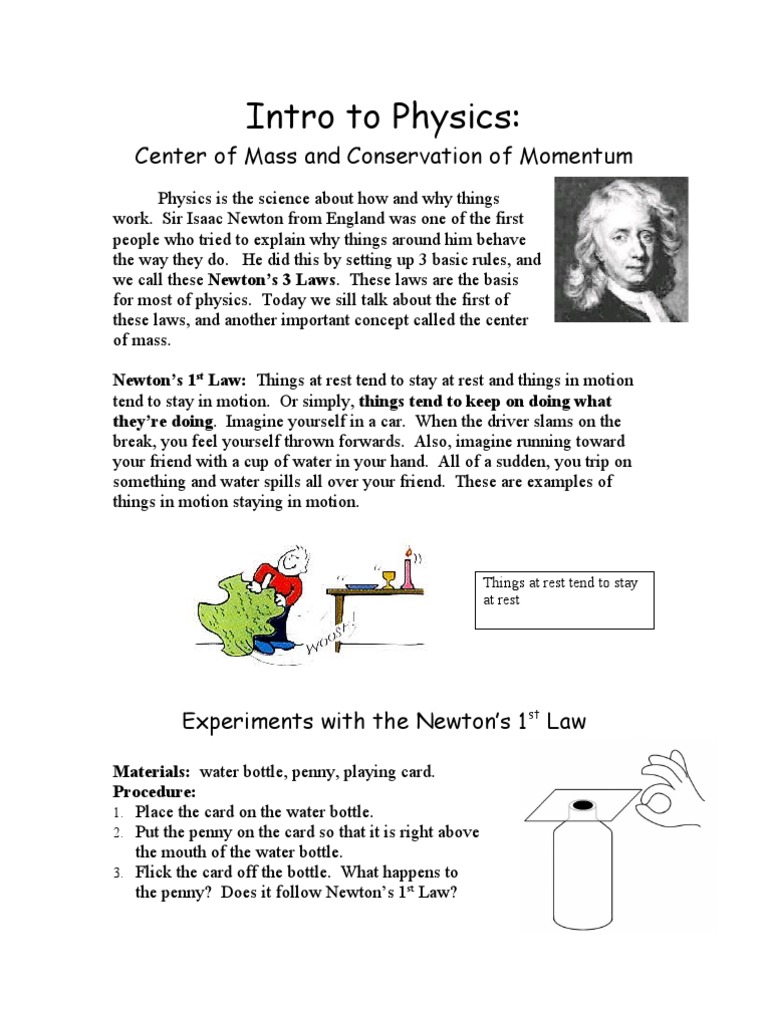 Intro To Physics:: Center of Mass and Conservation of Momentum | PDF ...