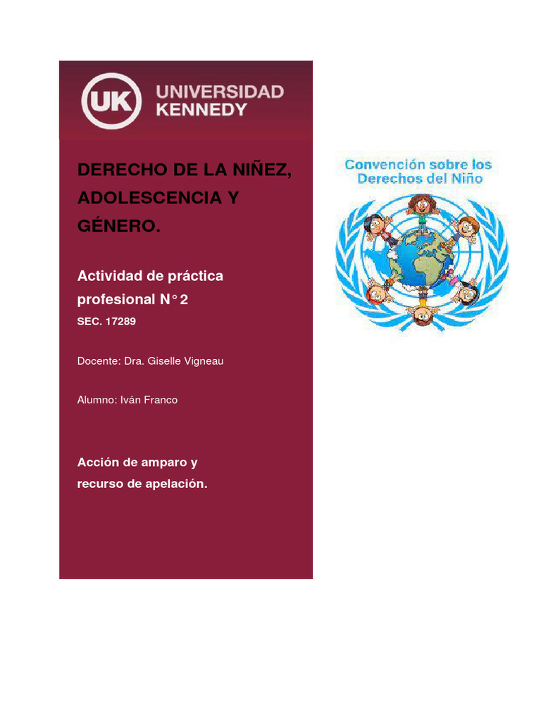 Actividad de Práctica Profesional 02 - Derecho de La Niñez, Adolescencia y Género - Iván Franco ...