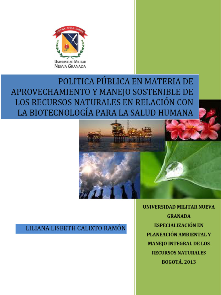 Política pública en materia de aprovechamiento y manejo sostenible de los recursos naturales en ...