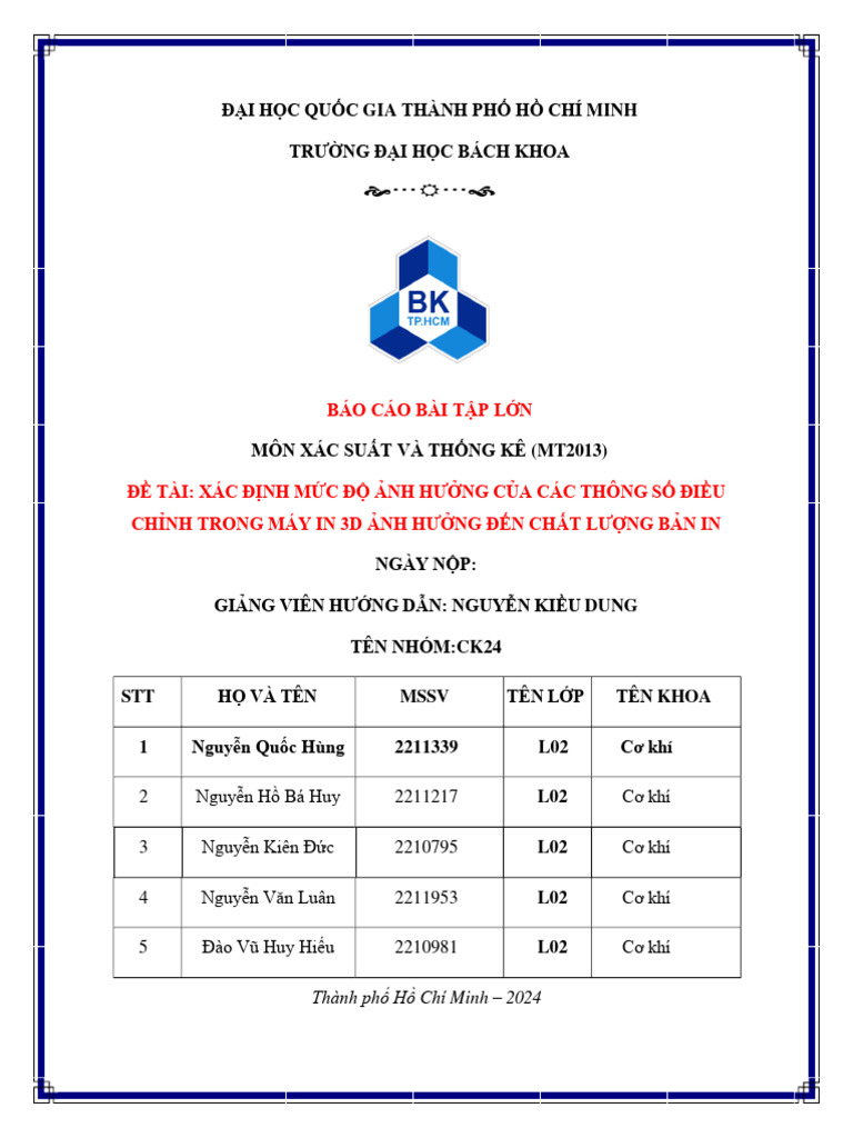 BÀI TẬP LỚN XSTK - FINAL - 8 - 12 Da Sua | PDF