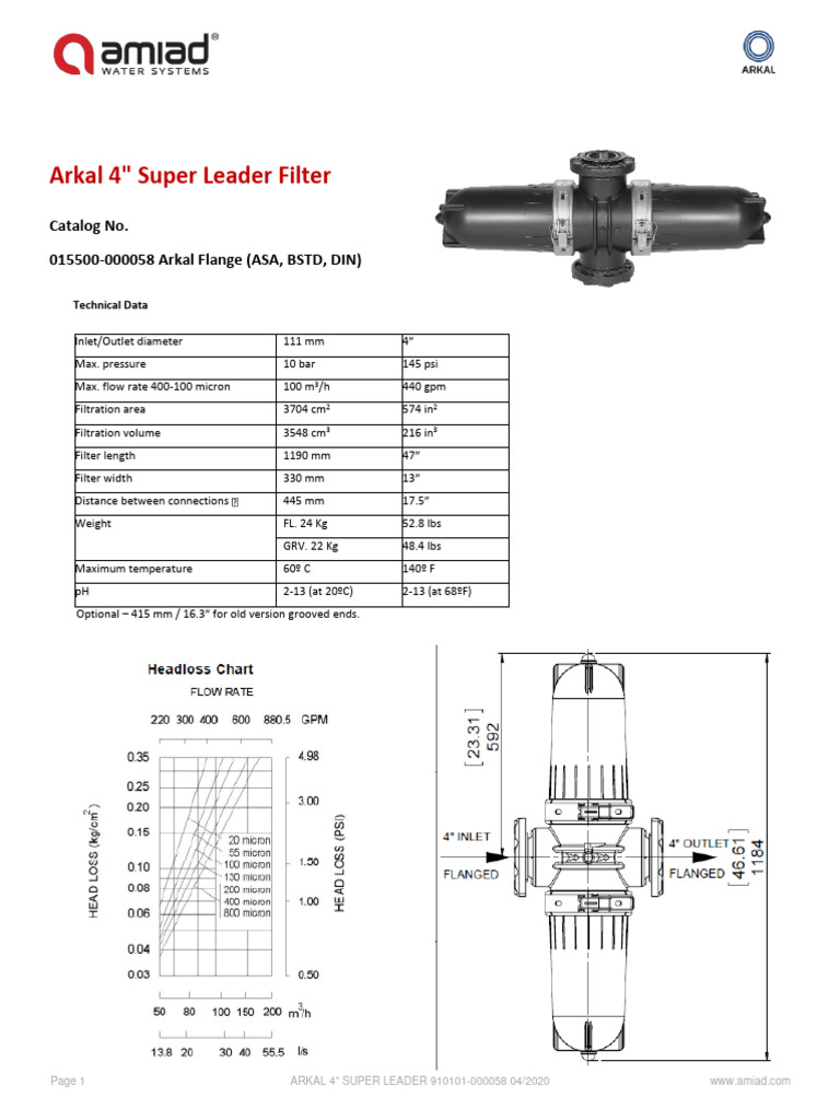 Arkal 4" Super Leader Filter Guide | PDF | Valve