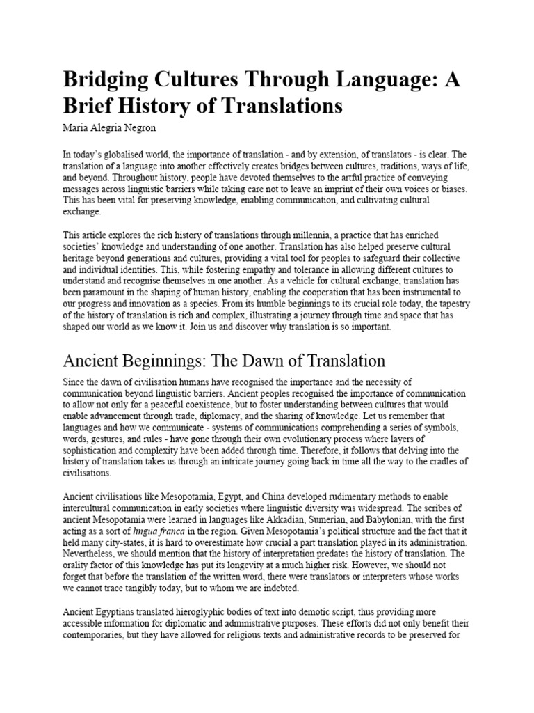 Bridging Cultures Through Language | PDF | Translations | Classics