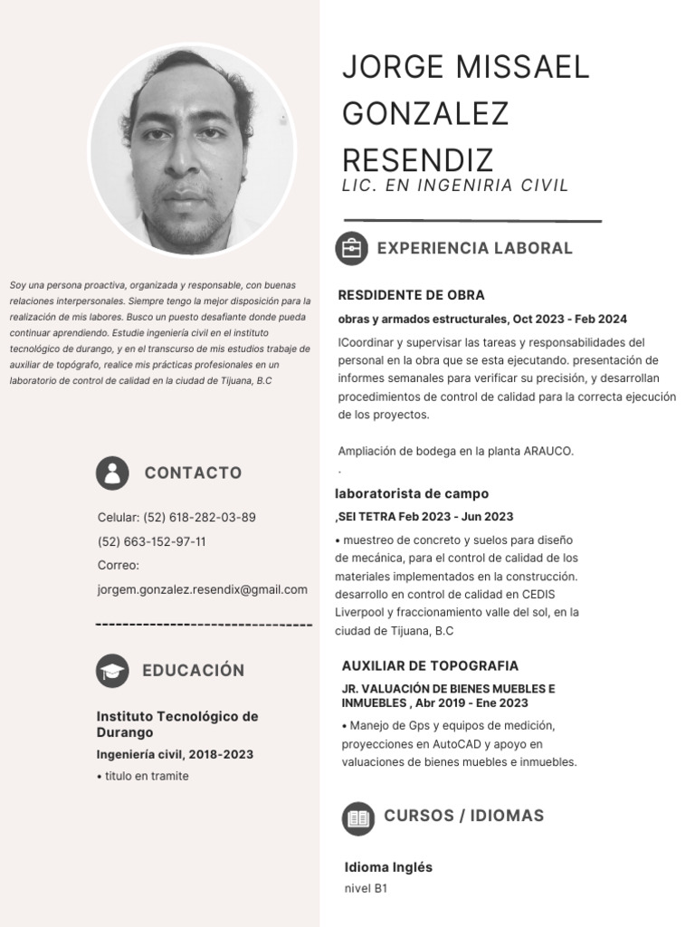 CV Jorge Miss A El Gonzalez Resend Iz | PDF | Ingeniería