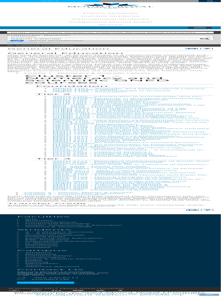 General Education - Mount Royal University - Acalog ACMS™ | PDF | Mathematics | Geography