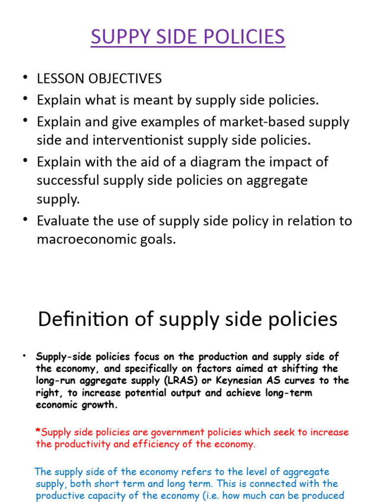 Understanding Supply Side Policies | PDF | Supply Side Economics ...