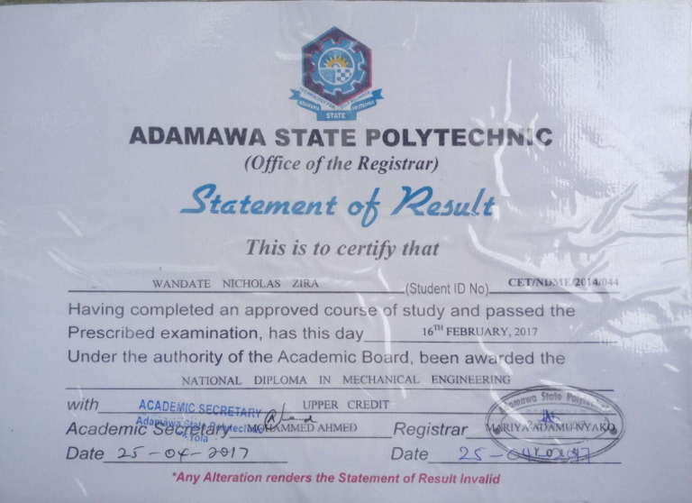 statement of result | PDF