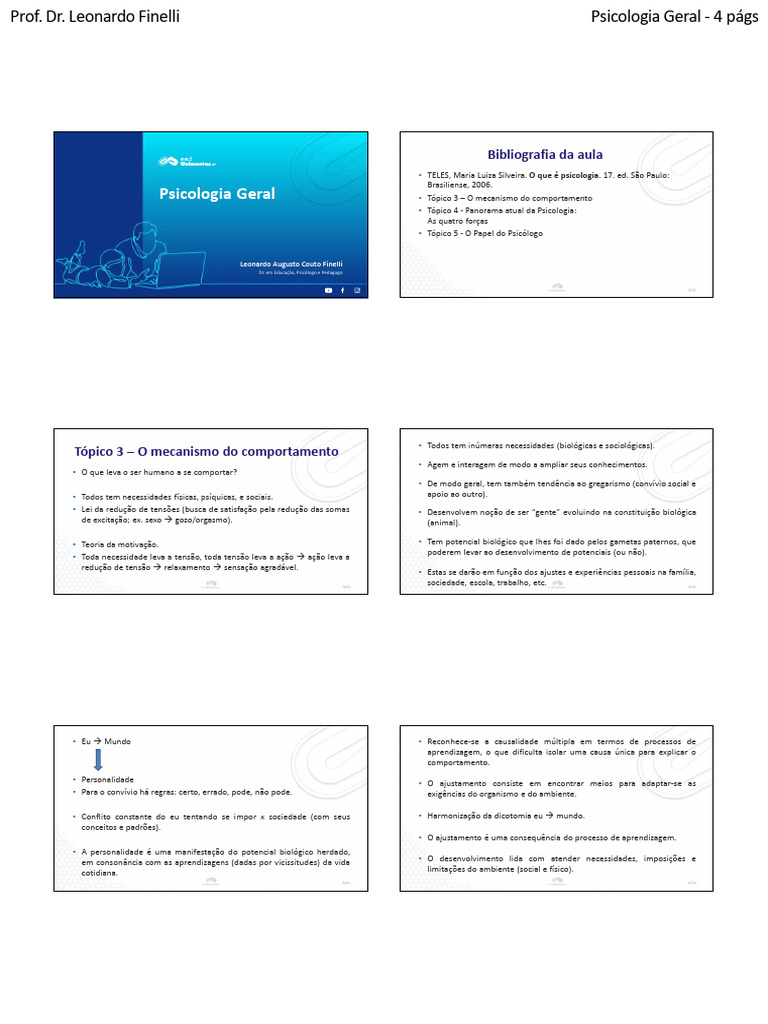 Psicologia Geral por Leonardo Finelli | PDF | Psicologia | Comportamento