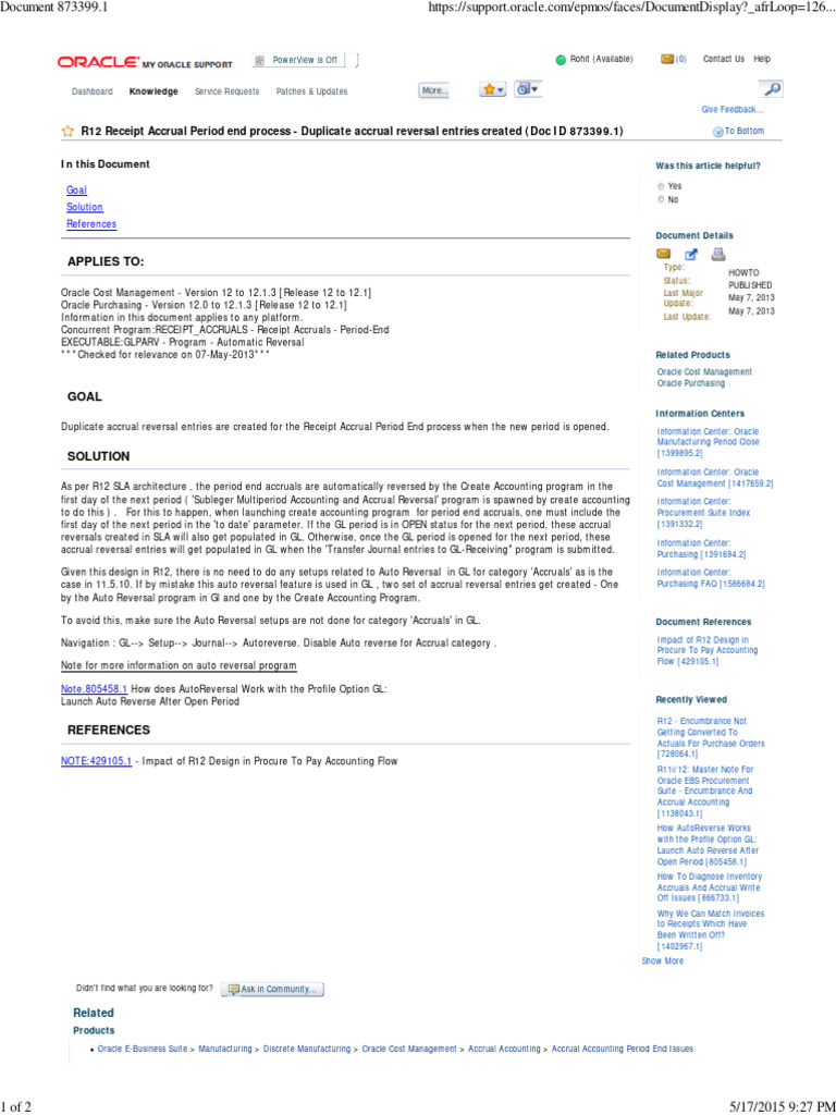 Receopt Accrual Duplicate Entries | PDF | Computing