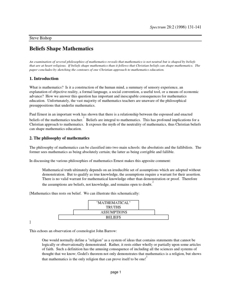 Bishop (1996) Beliefs Shape Mathematics | PDF | Educational Assessment ...