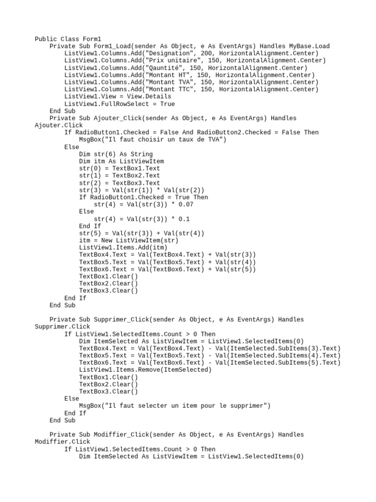 Correction Exercice VB | PDF | Computer Programming