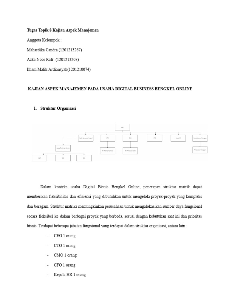 Tugas Topik 8 Kajian Aspek Manajemen - Mahardika Candra (1201213267 ...