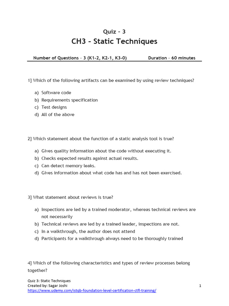 Quiz 3 | PDF | Computer Engineering | Software Quality