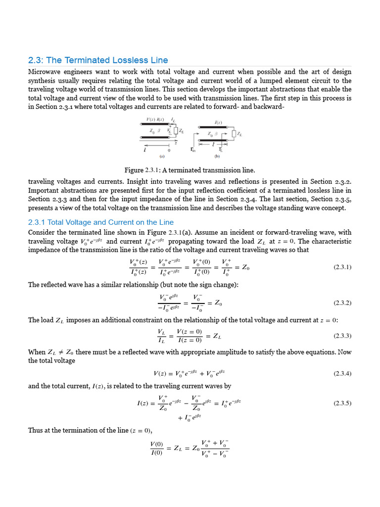 2.3 - The Terminated Lossless Line - Engineering LibreTexts | PDF ...