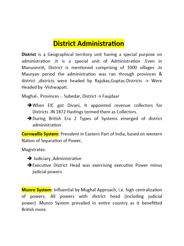 Structure of District Administration in India | PDF | Magistrate ...