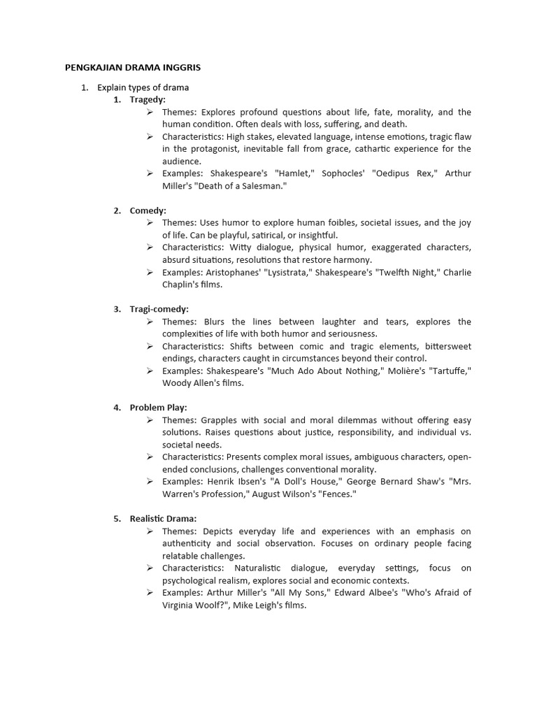Pengkajian Drama Summary | PDF | Theatre | Play (Theatre)
