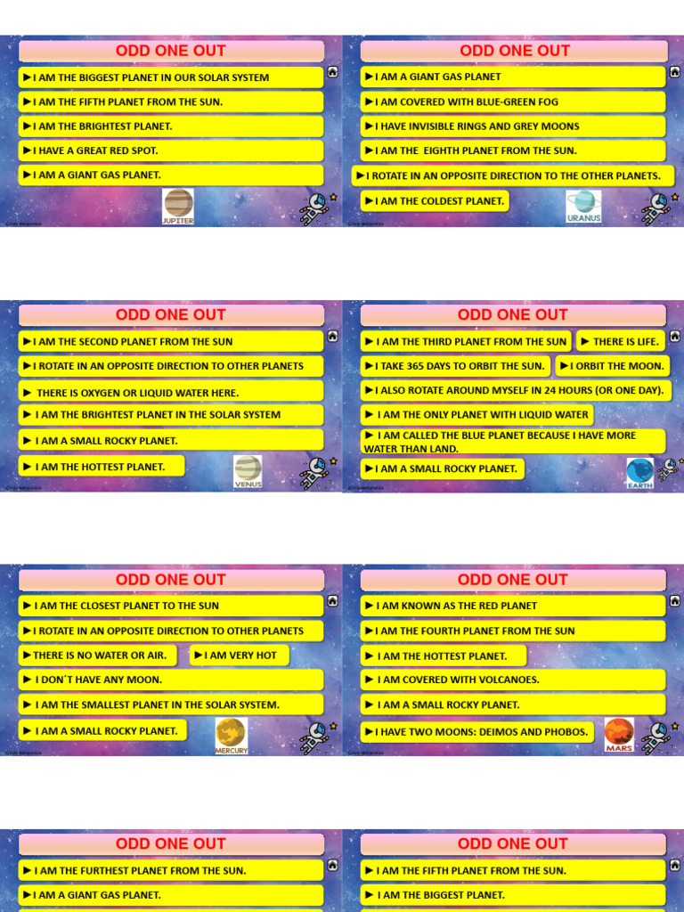 UNIVERSE ODD ONE OUT Grade2 PARA IMRPIMIR | PDF | Planets | Solar System