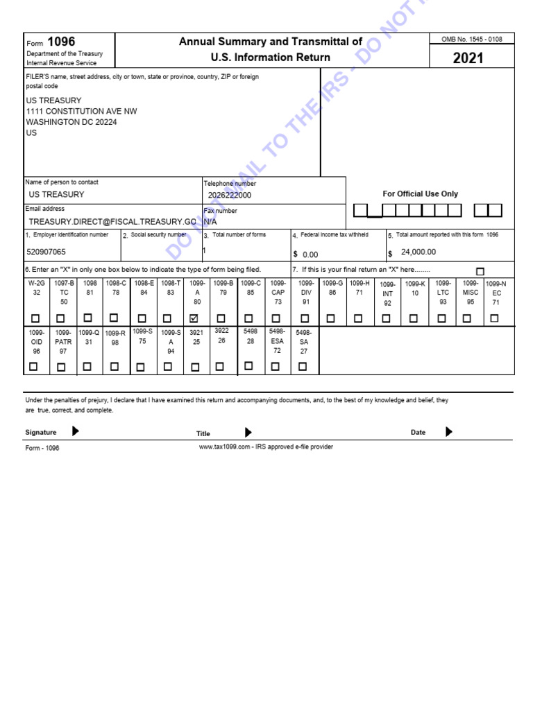 Bridgecrest 1096 Ready To Fax | PDF | Irs Tax Forms | The United States