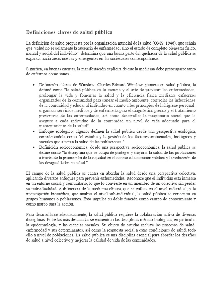 Definiciones Claves de Salud Pública | PDF | Salud pública | Ciencias ...
